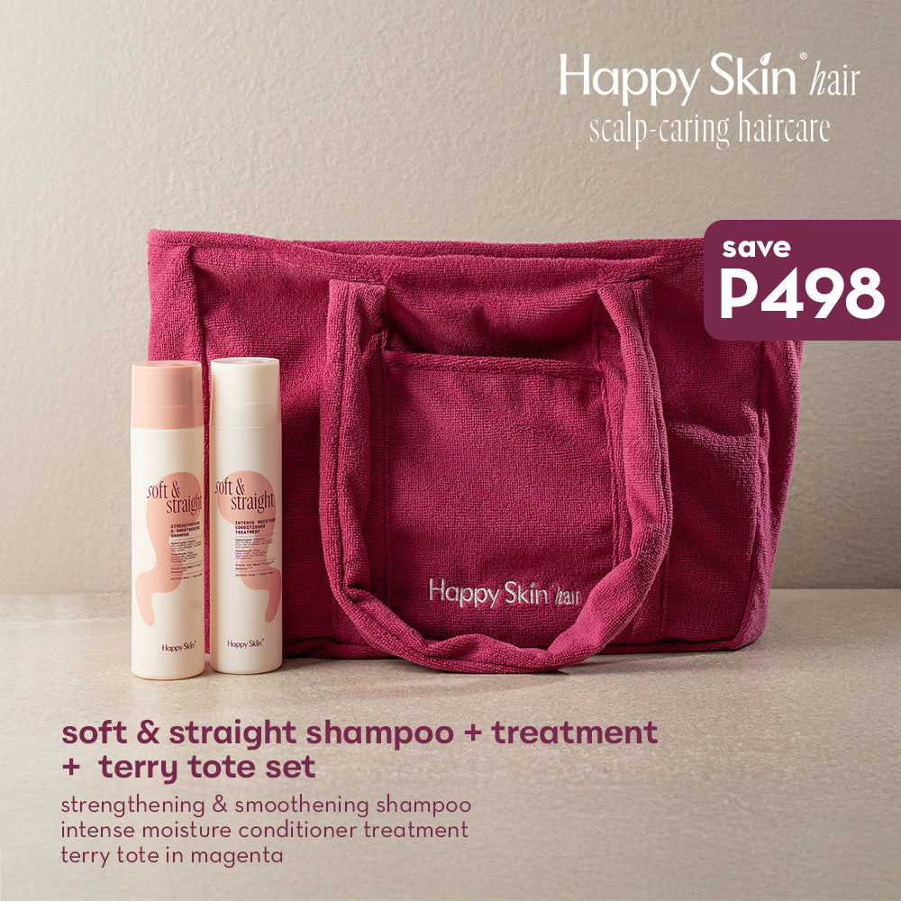 Happy Skin Hair Shampoo + Treatment + Terry Tote Set